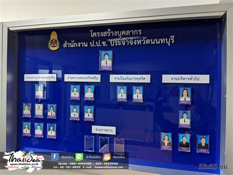 ป้ายทำเนียบอะคริลิค ขนาด 55x85 ซม ติดกรอบใส่รูปอะคริลิคใสแบบสอดเปลี่ยนได้ สนใจสามารถสั่งทำได้