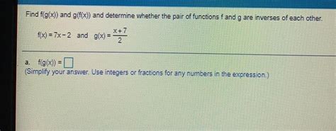 find f g x and g f x and determine whether the pair math