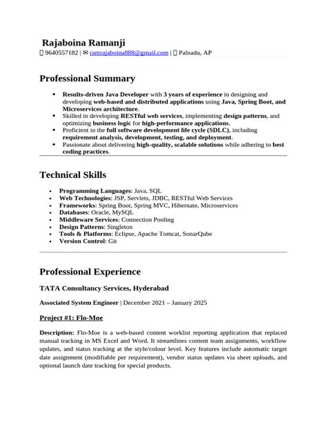 rajaboina ramanji resume pdf java programming language web application