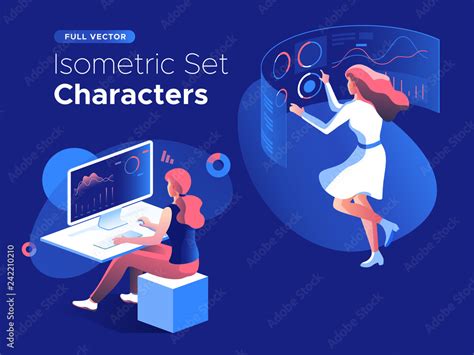 People Work And Interacting With Graphs Icons And Devices Data Analysis And Office Situations