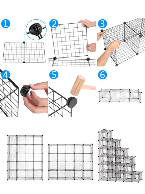 Wire Cube Storage Multi Use Modular Storage Shelving Rack DIY Wire Grid Bookcase Grids