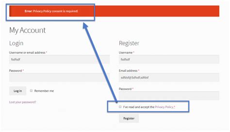 WooCommerce Add Privacy Policy Consent My Account Registration
