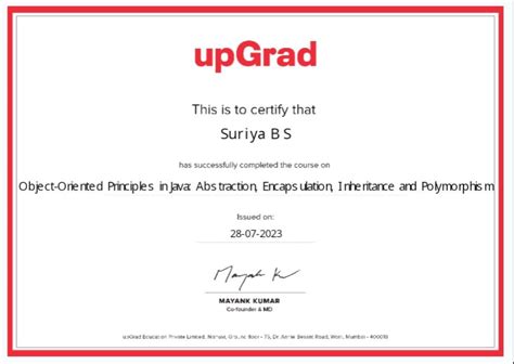 My Heartfelt Gratitude As I Proudly Share The Completion Of My Object Oriented Principles In