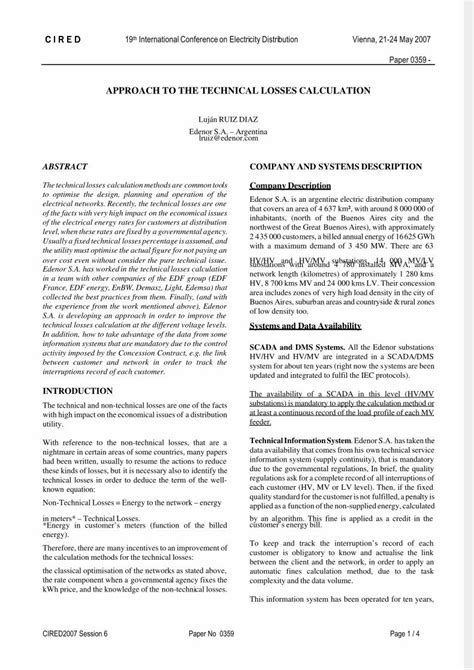 Pdf Approach To The Technical Losses Calculation Dokumen Tips