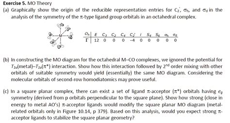 Exercise 5 Mo Theory A Graphically Show The Origin Of The Reducible Representation Entries For