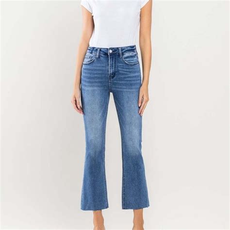 Vervet Lightning High Rise Kick Flare Lemon