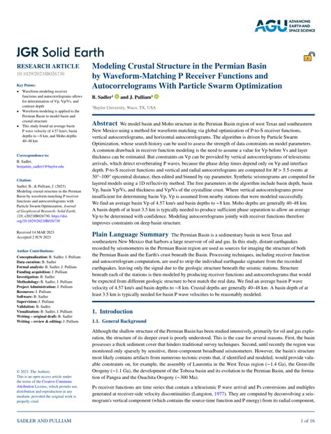 Pdf Modeling Crustal Structure In The Permian Basin By Waveform‐matching P Receiver Functions