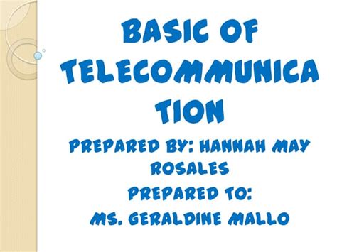 Basic Of Telecommunication Presentation Pptx