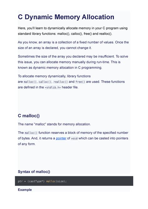 1 C Dynamic Memory Allocation 02nov2022 C Dynamic Memory Allocation Here Youll Learn To