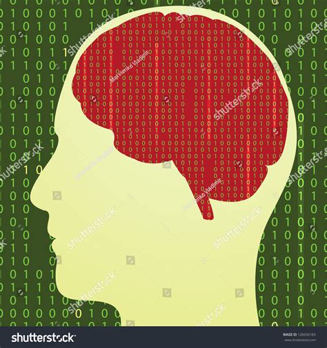 Vector Silhouette Brain Binary Code Stock Vector Royalty Free Shutterstock