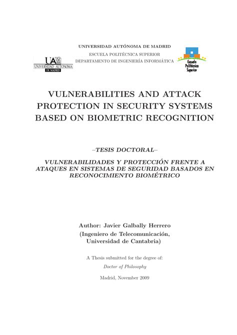 Pdf Vulnerabilities And Attack Protection In Security Systems Based On Biometric Recognition