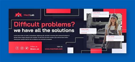 자동차 수리점 비즈니스 및 서비스 소셜 미디어 표지 템플릿 무료 벡터