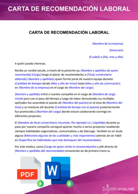 Formato De Carta De Recomendacion Laboral Editable Yuki Sasaki Carta