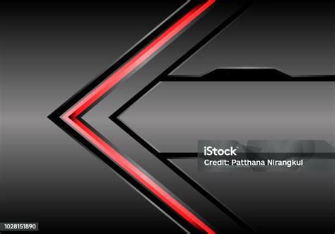 금속 회색 배경 디자인 현대 미래 배경 벡터 일러스트 레이 션에 빨간색 화살표 빛 방향을 추상화 합니다 0명에 대한 스톡 벡터 아트 및 기타 이미지 Istock