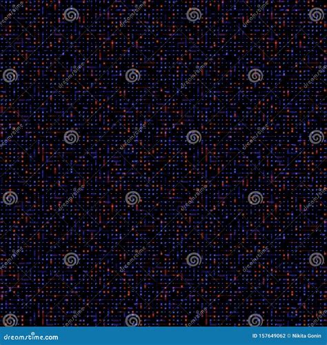 Seamless Pattern Of Digital Technical Grid With Squares And Lines Stock