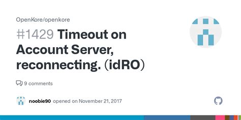 Timeout On Account Server Reconnecting Idro · Issue 1429