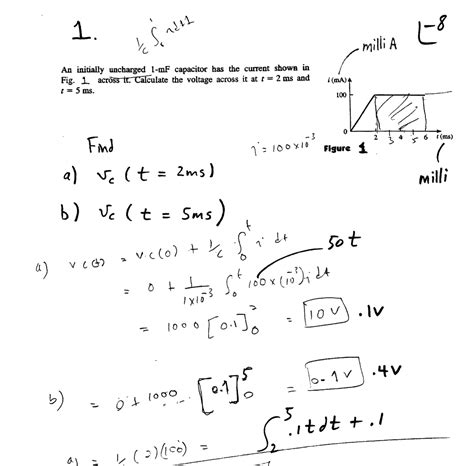 Solved An Initially Uncharged 1 Mf Capacitor Has The Current