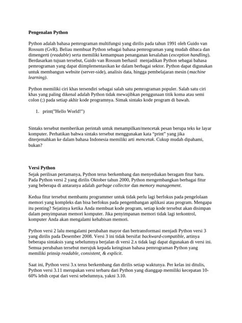 Pengenalan Bahasa Pemrograman Python Pdf