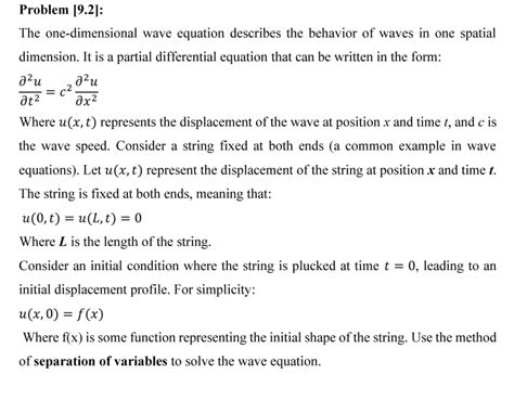 Solved Problem [9 2] The One Dimensional Wave Equation