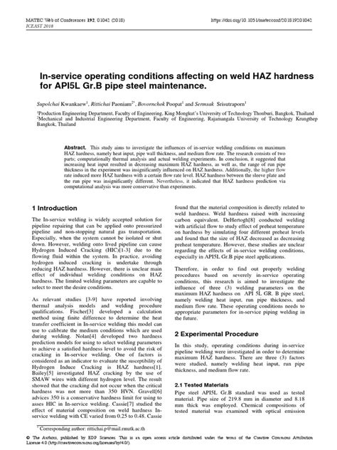 Matec Web Of Conferences Pdf Welding Construction