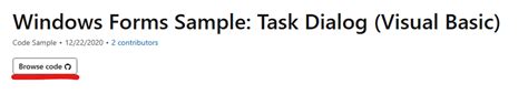 Windows Forms Sample Task Dialog Visual Basic Code Samples