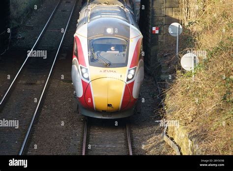 New Azuma High Speed Train Travelling Along The Harrogate To London