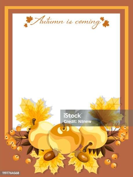 가을의 가을 꽃 배경은 단풍 나무 사과 열매 와 프레임과 복사 공간이있는 도토리와 텍스트를 오고있다 벡터 그림입니다 0명에 대한 스톡 벡터 아트 및 기타 이미지 Istock