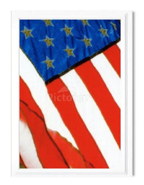 American Flag Note Card Greeting Card Blank Inside Embossed Photo