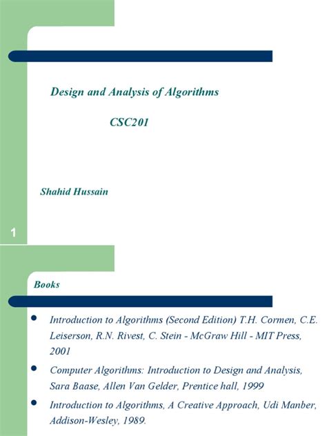Design And Analysis Of Algorithms Csc201 Shahid Hussain Pdf Queue Abstract Data Type