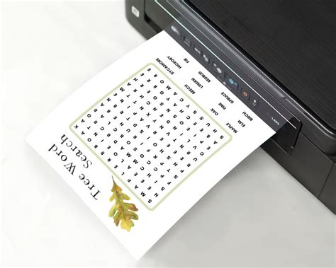 Printable Tree Word Search Types Of Trees Worksheet For Home Etsy