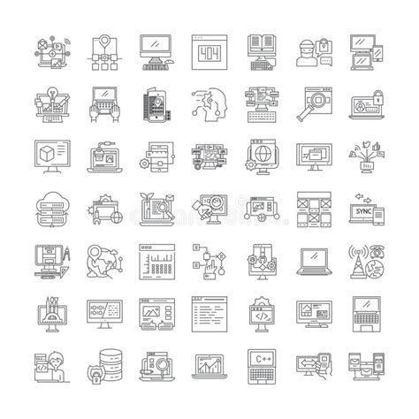 Software Development Linear Icons Signs Symbols Vector Line