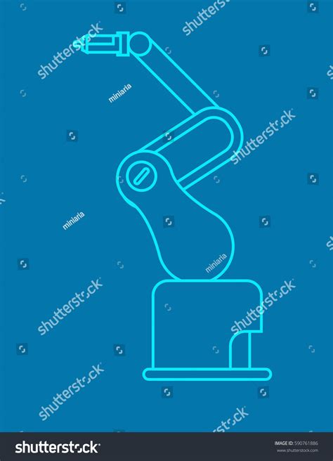 Computerized Industrial Robotic Arm Assembly Line Stock Vector Royalty