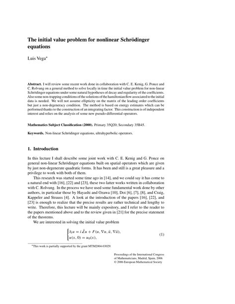 Pdf The Initial Value Problem For Nonlinear Schrödinger Equations