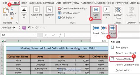 How To Make Excel Cells The Same Height And Width
