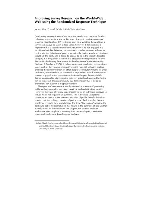 Pdf Improving Survey Research On The World Wide Web Using The