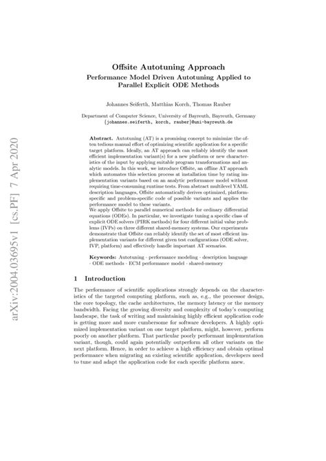 Offsite Autotuning Approach Performance Model Driven Autotuning