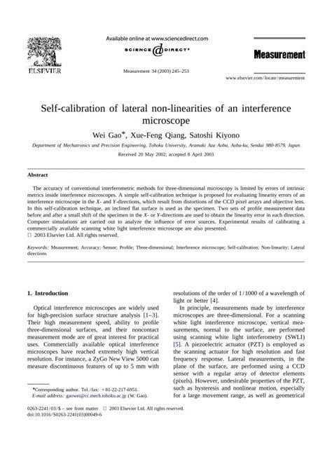 Pdf Self Calibration Of Lateral Non Linearities Of An Interference Microscope Dokumentips