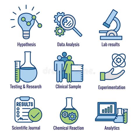 Scientific Process Icon Set With Hypothesis Analysis Etc Stock Vector