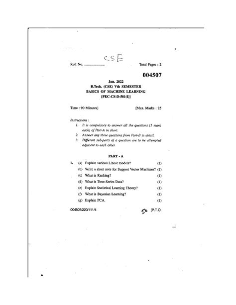 Machine Learning 302502 B Tech Studocu