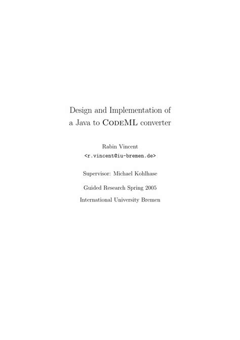 pdf design and implementation of a java to codeml · pdf filebeing xml