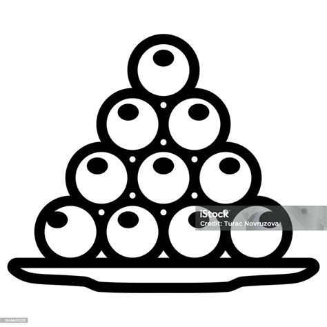 접시 라인 아이콘에 둥근 모양의 초콜릿 사탕 초콜릿 축제 개념 흰색 배경에 초콜릿 디저트 기호 트러플 접시 아이콘 개요 스타일