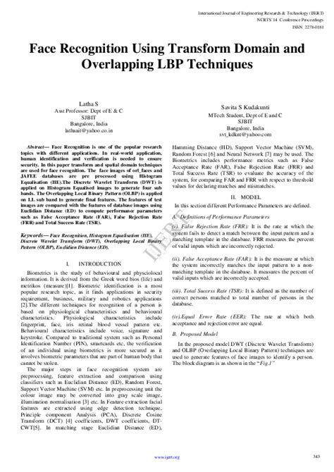 pdf face recognition using transform domain and overlapping lbp techniques