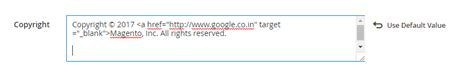 adminhtml html tags are not allowed in footer copyright magento