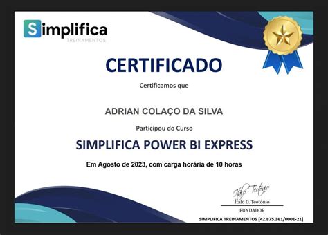 Em Agosto Também Participei Do Curso Simplifica Power Bi Express