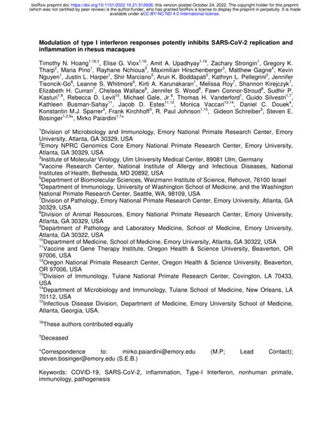Pdf Modulation Of Type I Interferon Responses Potently Inhibits Sars Cov 2 Replication And