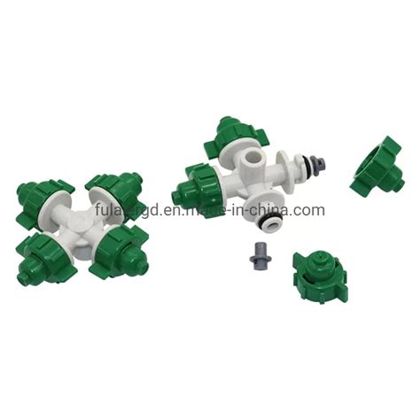 4 Way Mist Spray Foggers Atomization Cross Micro Nozzles For Greenhouse Cooling Garden