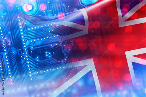 Microelectronics Industry Uk Flag Of United Kingdom Pcb Board With Uk Symbol Export Of
