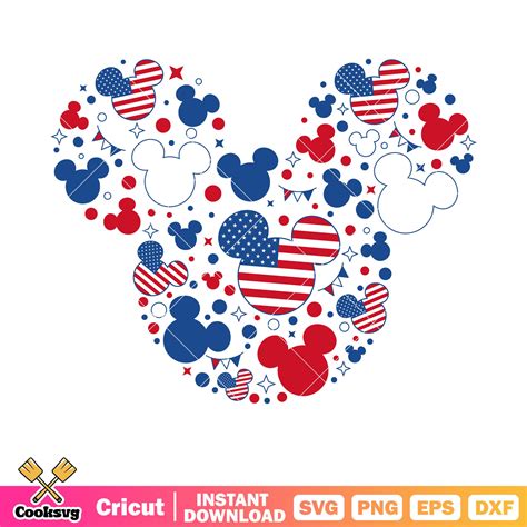 Mickey Mouse Head 4th Of July Svg 4th Of July Mickey Svg Disney 4th