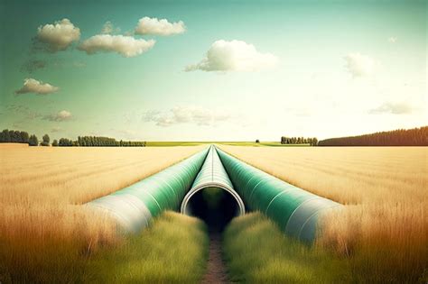Premium Photo View From Side Of Gas Pipeline Running Across Field