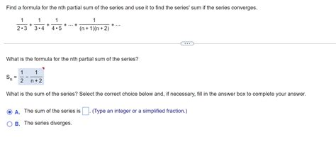 Solved Find A Formula For The Nth Partial Sum Of The Series